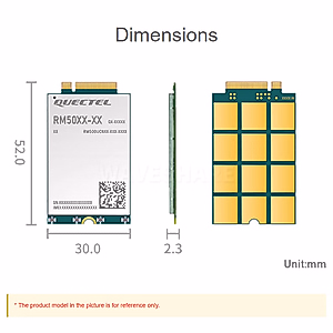 Waveshare Quectel 5G Sub-6 GHz Module Designed for IoT/EMBB Applications Industrial-Grade Modules Support DFOTA and Volte Functions-RM502Q-AE