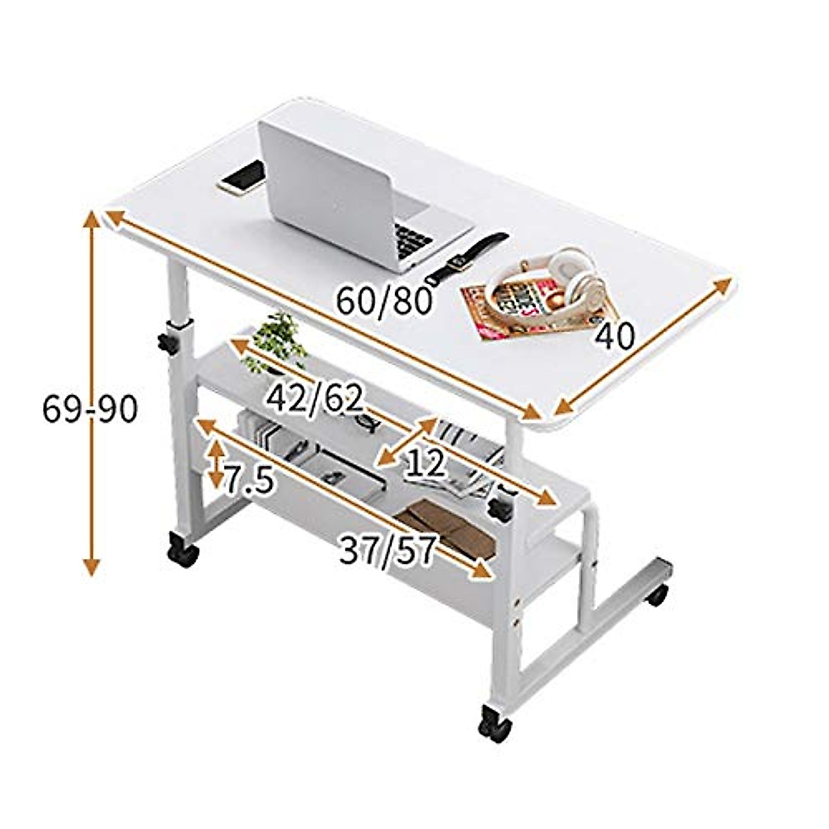 ZHYH Computer Desk Adjustable Portable Laptop Computer Table Rotating Bedside Ergonomic Laptop Computer Table Desk Table/Dressing Table (Color : Black)