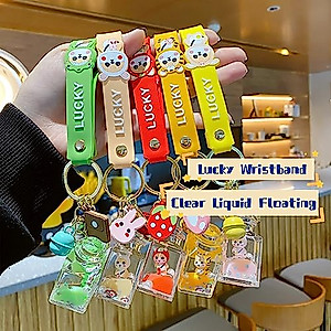 BEXOA Cute Keychain Kawaii Creative Shiba Inu Liquid Floating Lucky Bottle Keychain Backpack Charm Wristlet Bracelet Car Key Ring for Boy Girl Kid Women