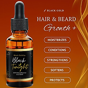 Black Tonight Premium Beard Oil – Organic Beard Growth Serum with Orange Citrus Scent – Luxury Beard & Hair Growth Serum that Softens, Conditions, Strengthens & Protects - 1oz