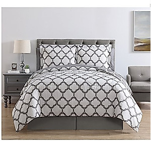 VCNY Home Galaxy Reversible 8 Piece Bed-In-A-Bag Comforter Set, Queen, Grey/White