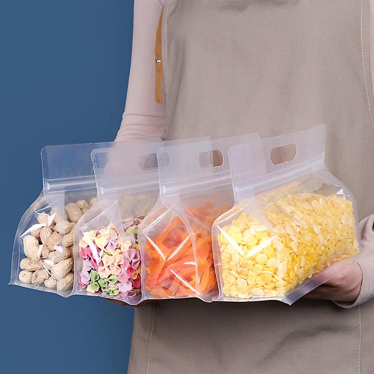 Portable Stand Up Clear Zipper Lock Reusable Aluminum Mylar Foil Plastic Packaging Bag for Zip Heat Seal Package Lock with Tear Notch Long Term Food Storage (10 pieces11.8x 15.7in,10 pieces 11.8x9 in)