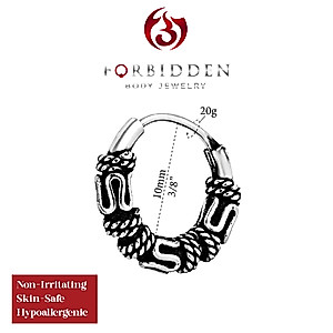 Forbidden Body Jewelry .925 Sterling Silver 3/8" Balinese Braided Design Cartilage Hoop Earring (Sold Individually)