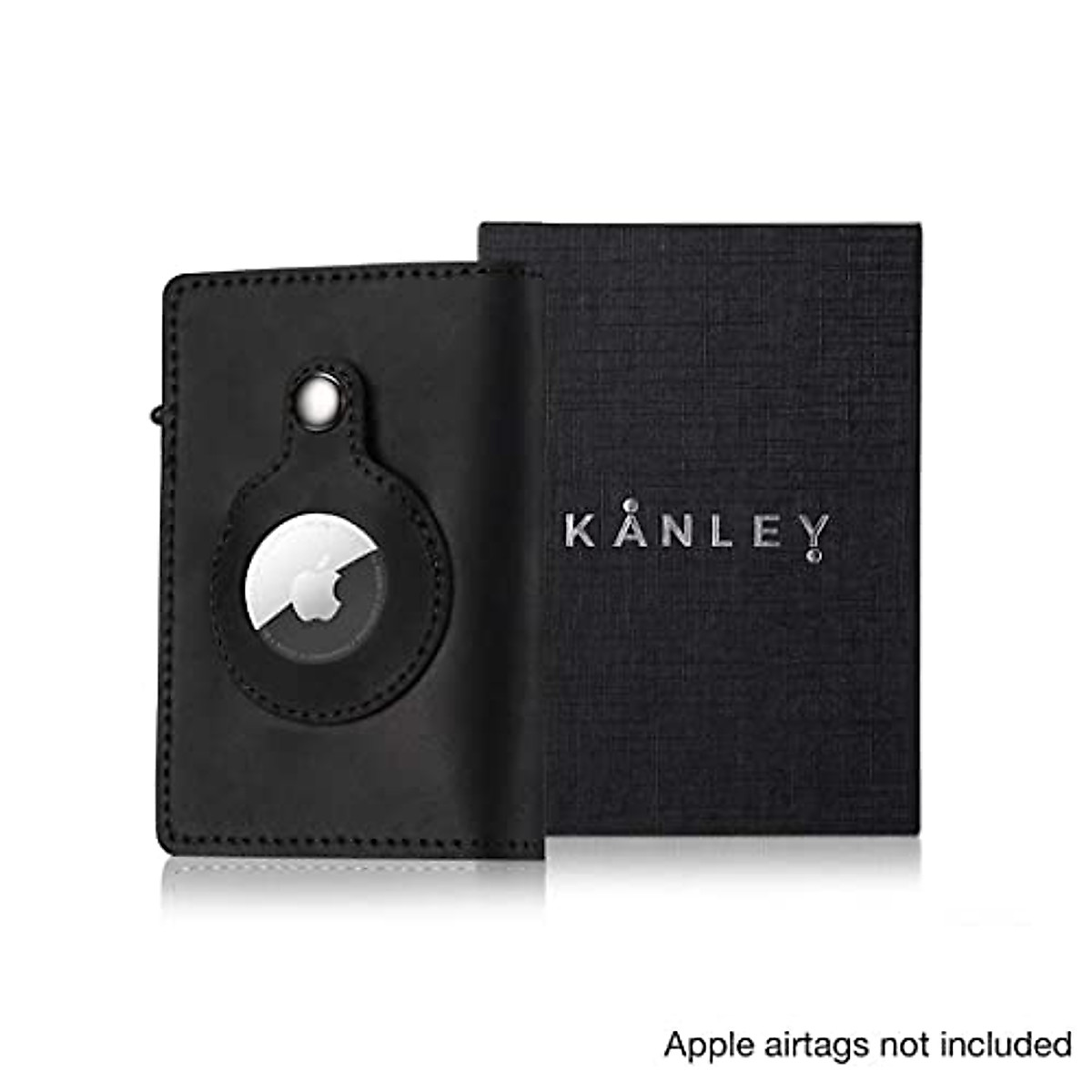 Kanley Airtag Leather Wallet with Tracker Holder Smart Wallet for Men with Tracking Case – Smart Wallet with Card Holder Slots and Money Clip – Christmas, Father’s Day, Birthday (Black)