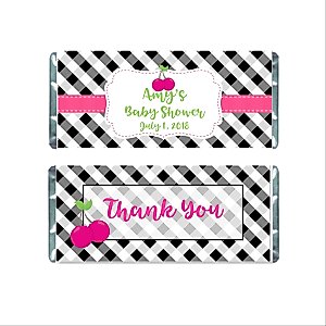 Personalized Candy Wrappers, Cherry Theme Party Favors, Pack of 20 Custom Chocolate Bar Labels