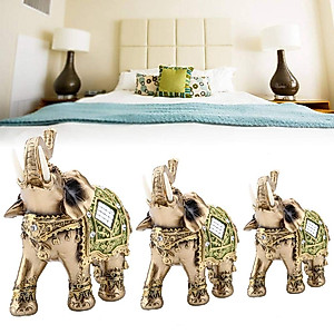 Green Elephant Lucky Feng Shui Statue Sculpture Chinese Feng Shui Wealth Lucky Elephant Figurine for Home Office Decoration Good Lucky Gift(M)