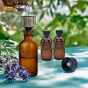 2 oz Amber Glass Bottles-12 pack Small Glass Jars with Black Lids Empty Boston Bottle,Dispensing Bottles for Homemade Vanilla Extract, Essential Oils, Herbal Medicine