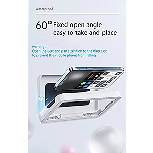 Profitsrollin Waterproof Shower Phone Holder,360° Rotation Shower Phone Case, Anti-Fog High Sensitivity Cover Mount Box for Bathroom Wall Mirror Bathtub Kitchen, Universal Phones Under 7 inch (White)