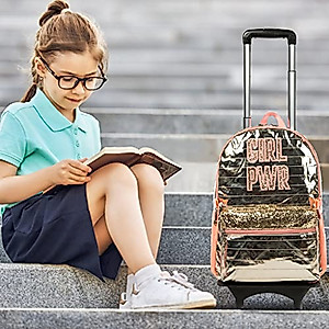 Cawndilla 3Pcs Rolling Backpack for Kids with Lunch Bag Pencil Case, 16" Lightweight Waterproof Roller School Bag Sets for Girls Boys, Backpack with Wheels for School, Travel, 4+ Years, Star