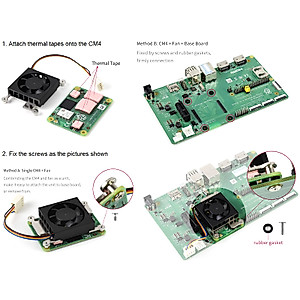 waveshare Dedicated All-in-One 3007 Cooling Fan for Raspberry Pi Compute Module 4 CM4, PWM Speed Adjustment,Low Noise, More Practical,with Thermal Tapes