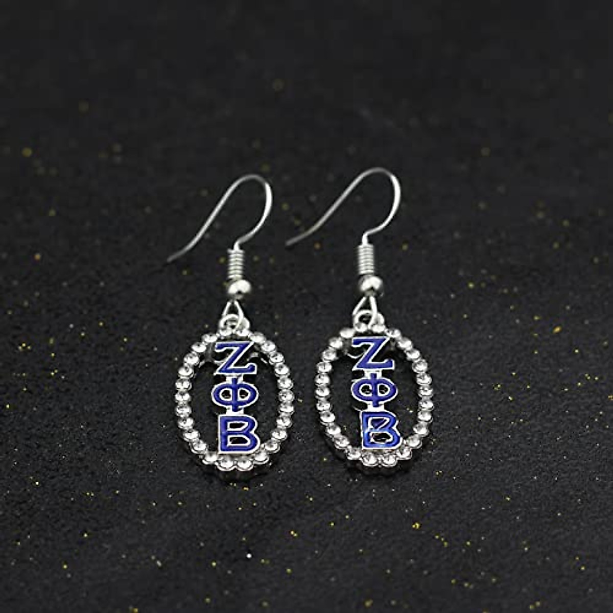 Rhinestone ZPB Earrings for Women Girls Sorority Paraphernalia Gift Greek ZPB Jewelry Sorority Earrings 1920 Finer Women Gift (ZPB Drop Earrings)