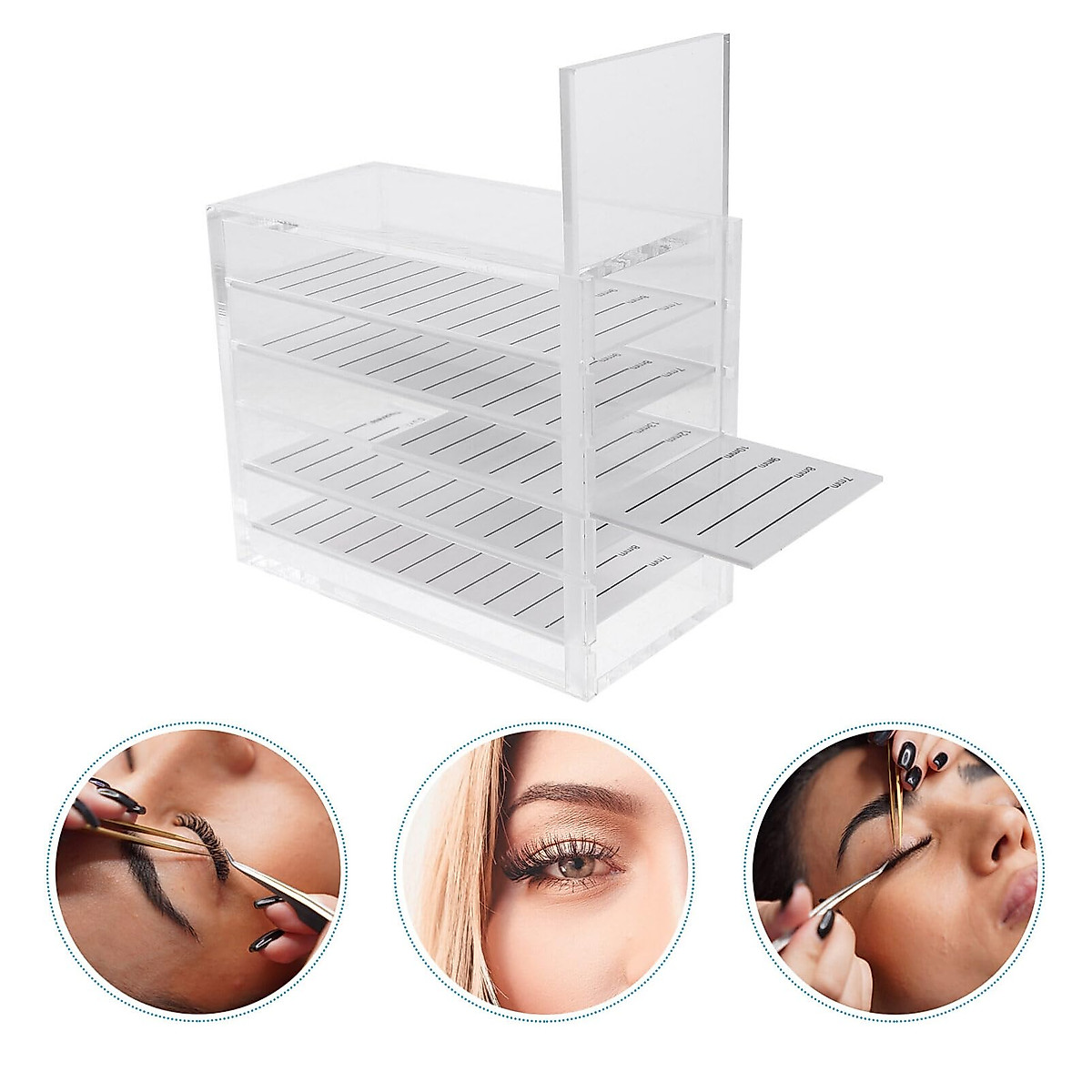 Cabilock 5 Box lash trays for lash extensions Eyelash curler portable Acrylic drawer false eyelash case artificial Organizer Storage eyelash container Storage Box household