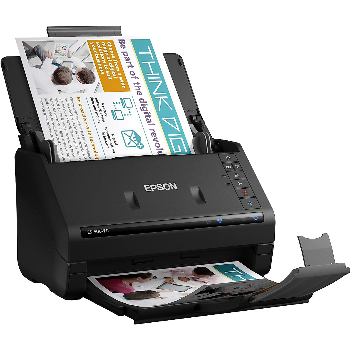 Epson Workforce ES-500W II Wireless Color Duplex Desktop Document Scanner for PC and Mac, with Auto Document Feeder (ADF) and Scan from Smartphone or Tablet