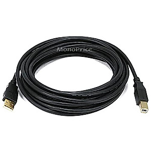 Monoprice 15-Feet USB 2.0 A Male to B Male 28/24AWG Cable (Gold Plated) (105440),Black