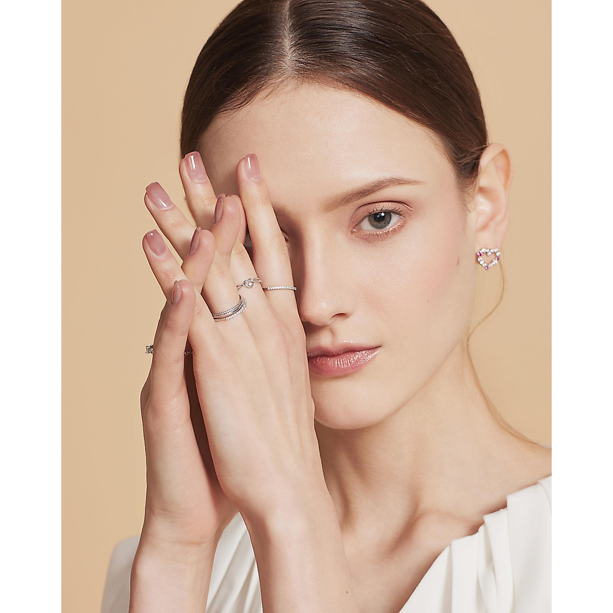 Stackable Ring Set of 4 Pure Silver Ultra Thin Stacking Rings for Women Dainty Gold Ring Minimalist Delicate Diamond Ring (Gold, 8.5)