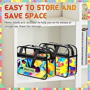 6 Packs Large Toy Storage Bags with Front Pocket, Dual Zippers and Portable Handheld Design, Clear Waterproof Toy Organizer Bags with Labels, Board Game Storage for Building Blocks, Puzzle