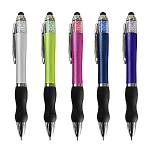 MiSiBao Ballpoint Writing Pens,8 pack(5 count+3 refills) with Stylus Tips 1mm Medium Point Pen Black Ink Pen Stylus Pens for iPads