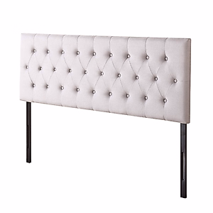ZINUS Trina Upholstered Headboard, Button Tufted Upholstery, Adjustable Height, Easy Assembly, Light Grey, Full