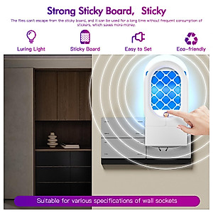 Flying Insect Trap 20PCS Glue Boards - Mosquito Killer Indoor - Gnat, Moth, Fruit Flies, Fly Traps - Attractant Catcher with UV LED Light Bug Zapper for Indoors, Home, Office - 2 PCS wacieo