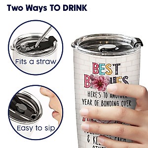 34HD Best Friend Tumbler with Lid, 20oz Insulated BFF Drinking Cup, Another Bonding Year Coffee Mug, Best Friends Gifts, Bestie Gifts for Birthday Mothers Day Christmas
