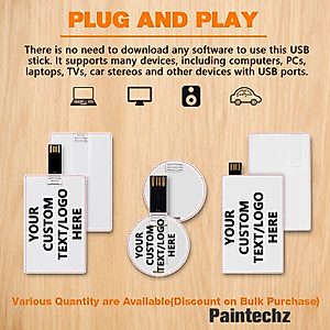 Paintechz Custom Credit Card USB Flash Drives 50 Pack, Personalized Logo Text Bulk - as Corporate Gifts and Promotional Giveaways - Customizable 8GB