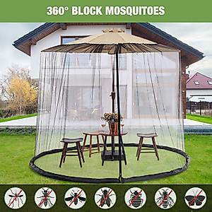 Sanwuta 2 Pcs Patio Umbrella Screen Patio Umbrella Mosquito Netting Fits 7-11ft Outdoor Umbrellas and Patio Tables, Does Not Contain Patio Umbrella