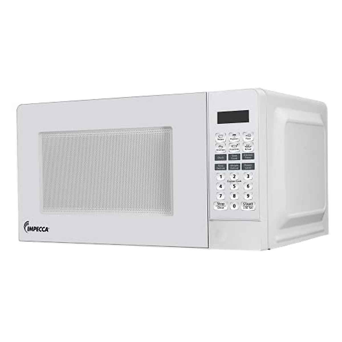 Impecca CM-0772W Countertop Microwave Oven w/ 10 Power Levels, Child Lock, LED Lighting, 700Watt & 0.7 Cu. Ft., Convenient Cooking Controls and Touch Pad Panel, White Color