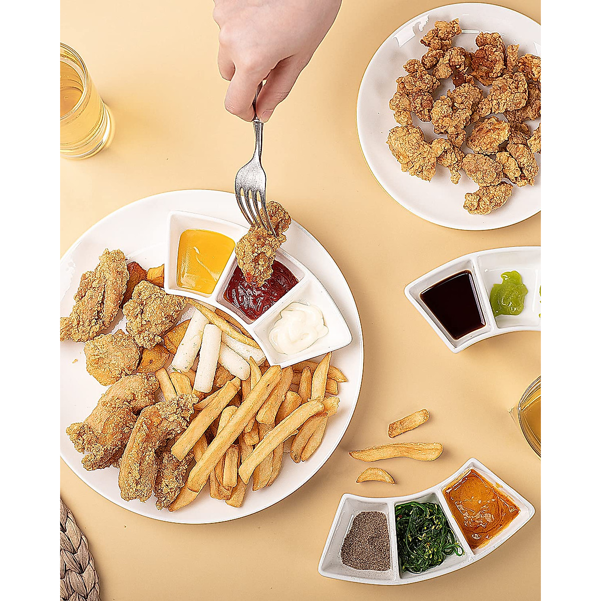 DELLING 3 Oz Dipping Bowls & 16 Inch Serving Platter Set