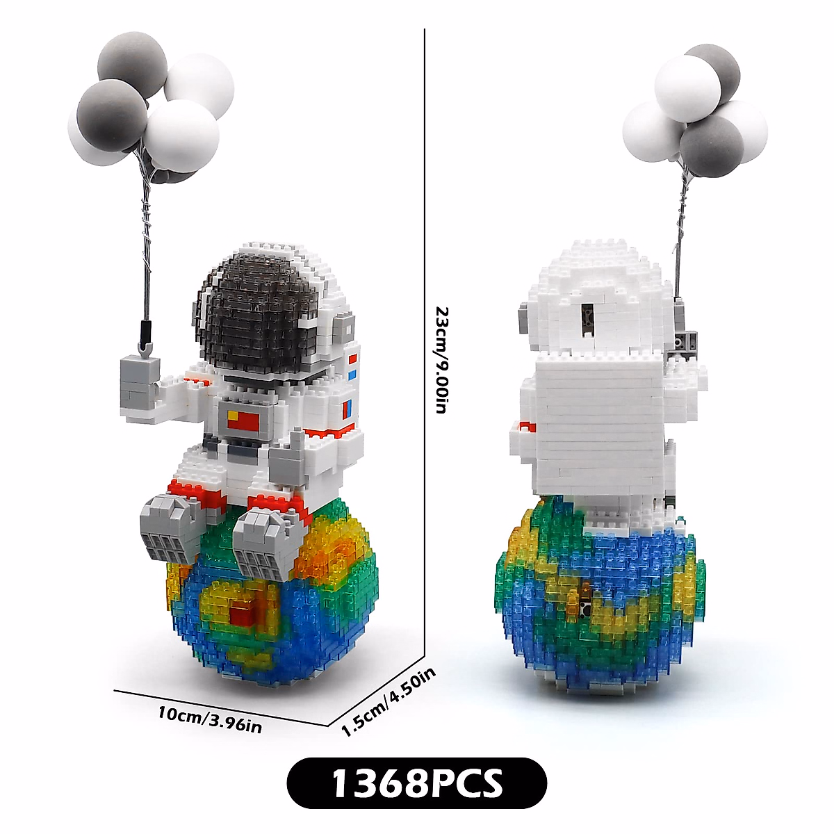Finger Rock Astronaut Mini Bricks Miniature Building Set Micro Building Kits for Adults and Kids 12-15 Space Toys with Balloons - Compatible Nano (1368 Pieces)