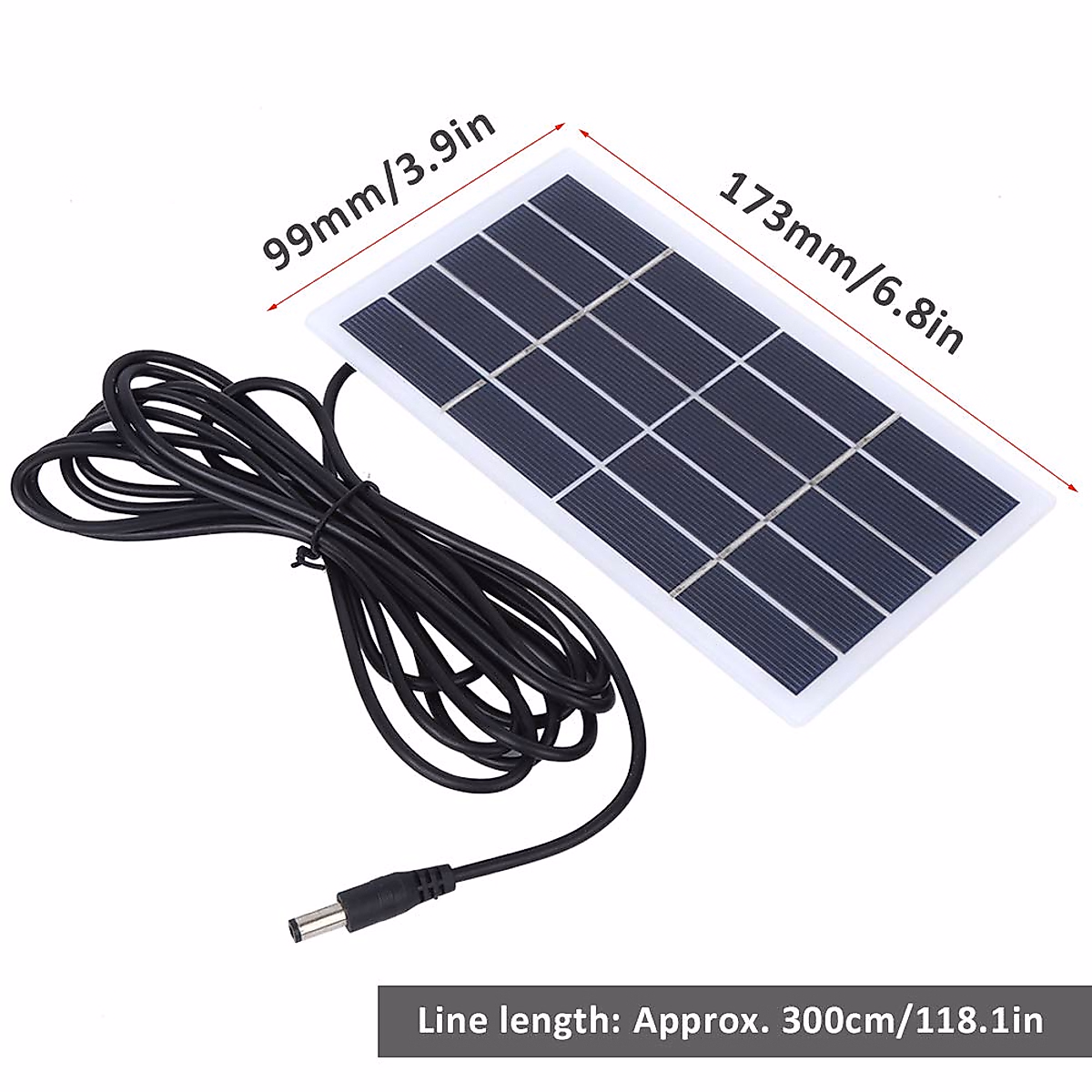 Flbirret 2W 5V Polysilicon Solar Charging Panel with DC Interface for 3.7V Battery - Ideal for Outdoor Garden Lamp and Low-Power Appliances