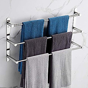 Parzune Three Stagger Layers 23.62 inch Towel Bars Bathroom Accessories Bright Polished 60CM Towel Rack