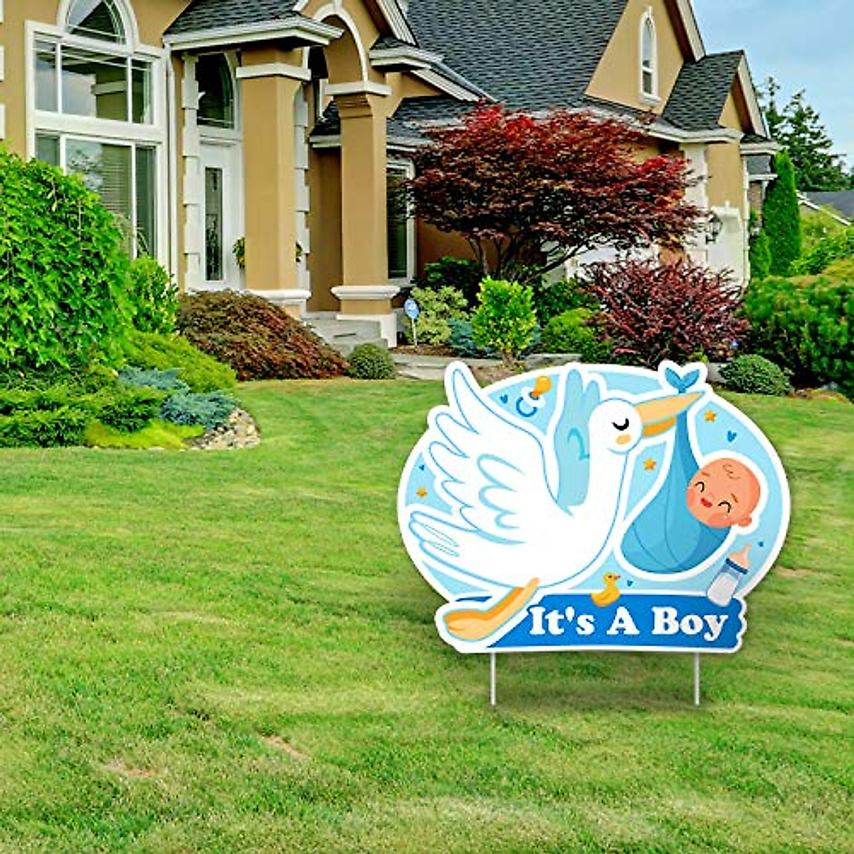 IT’S A BOY Blue Yard Signs with Stakes –Boy Special Delivery - It’s A Boy Stork Baby Shower Yard Sign Lawn Decorations - Party Yardy Sign-Welcome Home Baby Lawn Sign- Gender Reveal Baby Shower