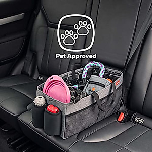 Diono Travel Pal XL Back Seat Car Organizer, 12 Compartments for Kids and Pet Toys, Insulated Drink Holder, Dividable Storage, Reinforced Carry Handles, Collapsible Car Organizer, Folds Flat, Grey
