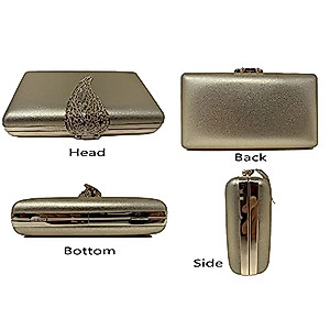 Cirilla Women PU Evening Bag Clutch Purse Crossbody Bag with leaf-style flip lock for Wedding Cocktail Party Banquet (Gold)
