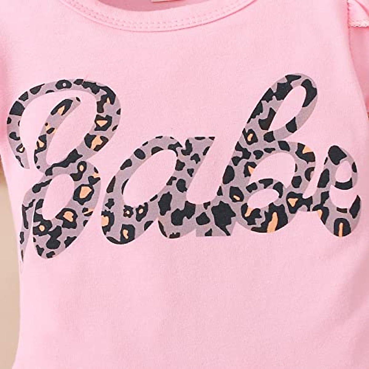 MIEKISA Baby Girls Romper and Leopard Mesh Dress Sets With Headband (Pink, 0-3 Months)