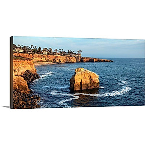 GREATBIGCANVAS Sunset Cliffs, San Diego, California Canvas Wall Art Print, Coastal Home Decor Artwork, 36"x18"x1.5"