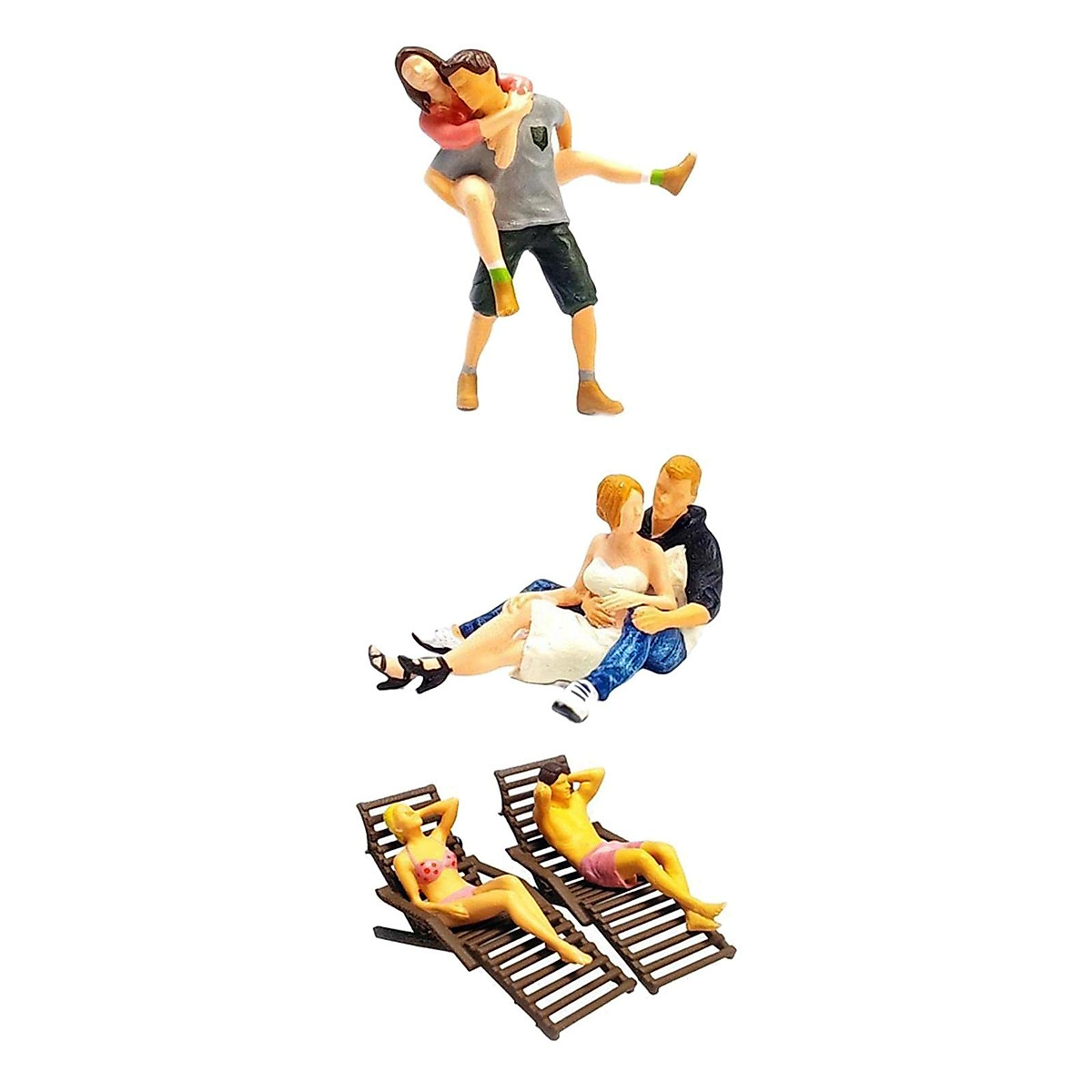 yotijay 3pcs 1/64 Resin Couple Figure People Scene Building Train Layout Decor