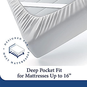 Cosy House Collection Luxury Sheets - 4 Piece Bedding Set - Blend of Rayon Derived from Bamboo - Soft, Breathable, Deep Pocket - 1 Fitted Sheet, 1 Flat, 2 Pillow Cases - Queen, White