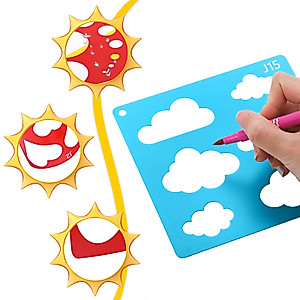 Peohud 40 Pieces Stencils for Kids, Geometric Shaped Stencils, Simple Drawing Chalk Stencils Colorful Art Painting Template for DIY Craft, 5.9 x 5.9 Inches