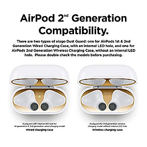 elago AirPods 2 Dust Guard (Gold, 2 Sets) Dust-Proof Metal Cover, Luxurious Finish, Watch Installation Video - Compatible with Apple AirPods 2 Wireless Charging Case [US Patent Registered]