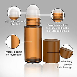 4 Pack Essential Oil Roller Bottles [Plastic Roller Ball] FREE Plastic Pippette and Funnel - Refillable Glass Color Roll On for Fragrance Essential Oil - 30ml 1 oz (ORANGE)