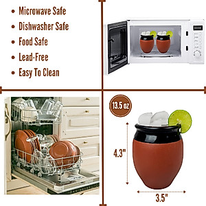 Cantaritos De Barro Mexicanos Jarritos Set Of Two Glazed 13.5 Oz Clay Cups Tequila Gifts Margarita Glasses Fiesta Taco Tuesday Fun Colors 5 de Mayo