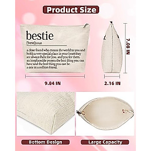 LISEVO Bestie Gifts for Women, Besties Makeup Bag Gift, Cute BestFriend Make Up Bag Presents, Handmade Friendship Cosmetic Bags for Graduation Birthday Valentine Women's Day Easter Christmas