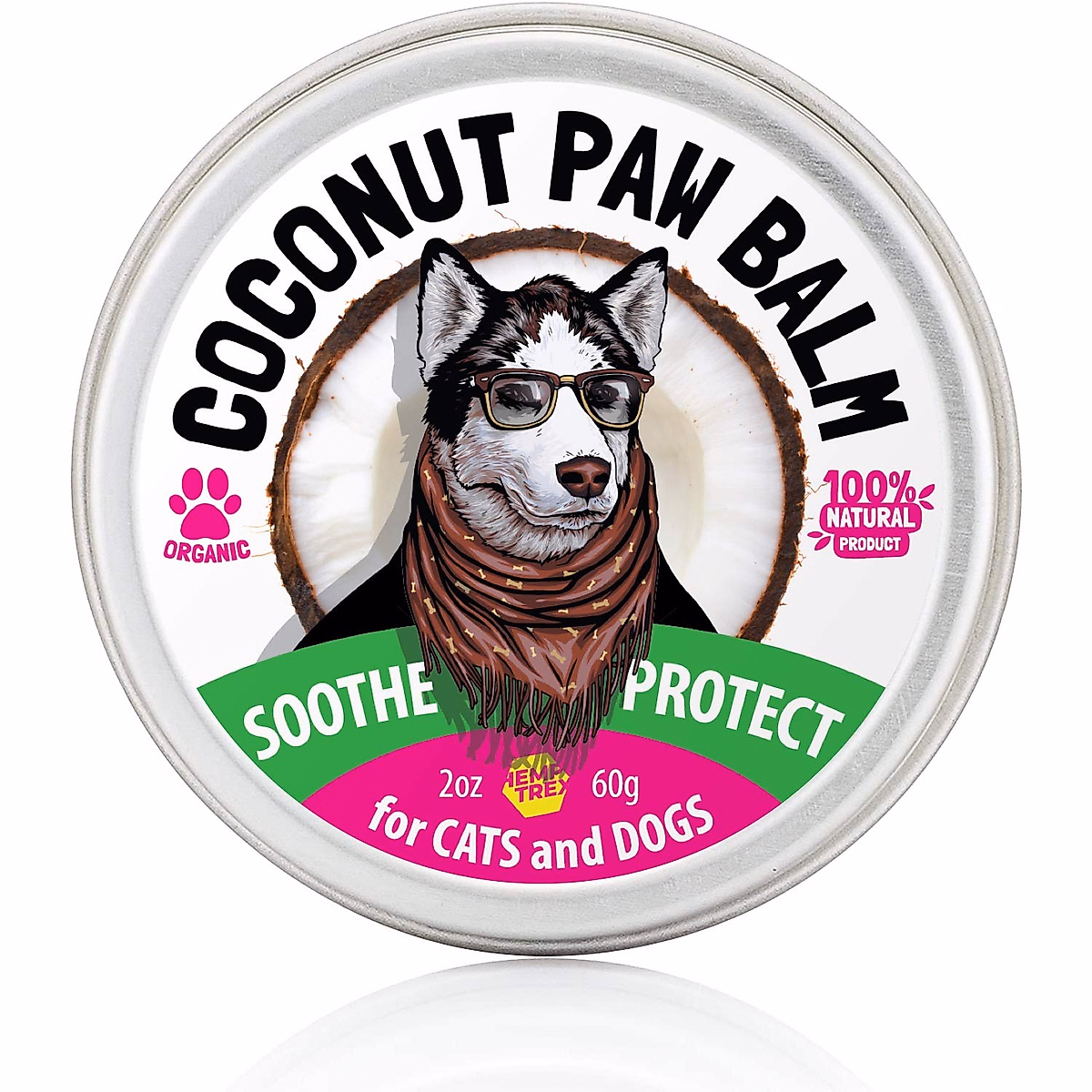 Dog Paw Balm Soother & Moisturizer 2 oz with Natural Shea Butter Coconut Oil Beeswax Heals and Repairs Cracked Dog Paws Snout & Elbows Snow & Dry Weather Protection Ointment Safe Invisible Barrier