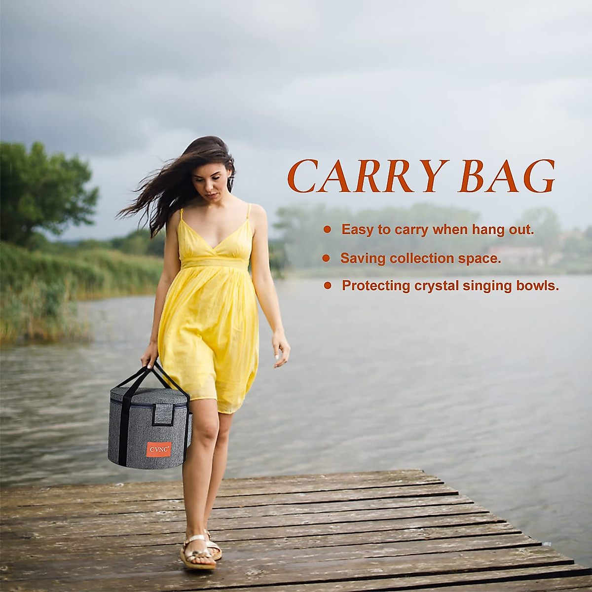 CVNC 2PCS Purple Color Heavy Duty Canvas Padded Carrying Case Travelling Bag For 6-12 Inch Crystal Singing Bowl