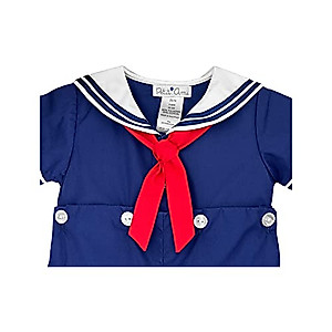 Petit Ami Baby Boys’ 2 Piece Nautical Bobby Suit with Collar, 18 Months, Navy
