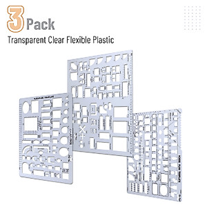 Mr. Pen- House Plan, Interior Design and Furniture Templates, Drafting Tools and Ruler Shapes for Architecture - Set of 3