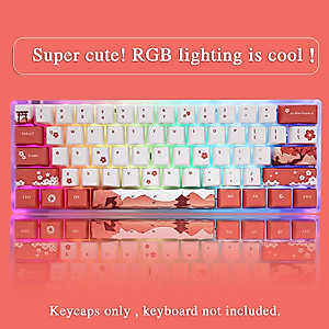 Uuoeebb PBT Keycaps, Heat Sublimation 104 PBT Keycap OEM Key Set for MX Switches Mechanical & Optical Gaming Keyboard (Sakura)