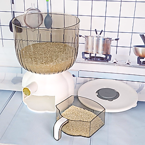 jiashiguang Large Rice Dispenser with Visible Barrel Rice Storage Grain Container Moisture Proof Rice Household Cereal Dispenser Bucket for Kitchen Soybean Corn