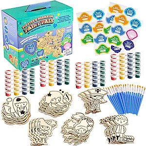 Mermaid & Pirate Wood Painting Kits (24 ct)- Perfect Goodie Bag Party Favors for Kids Birthday Party -Each has a Wood Craft, Paints, Brush & Sticker for Boys & Girls -Kids Multi-Item Party Favor Packs